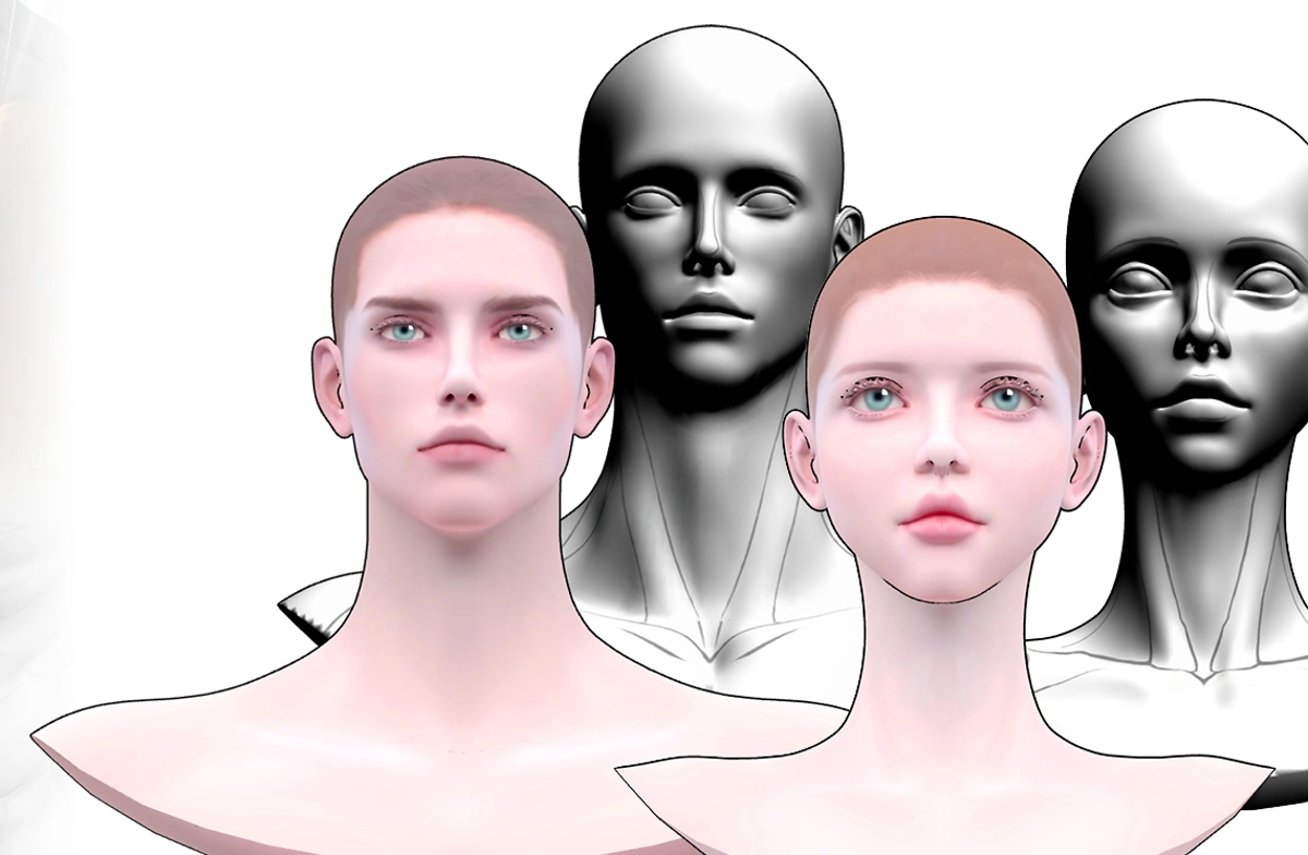3D Set of Super Model Ratio for Easy Webtoon Production - Head Collection