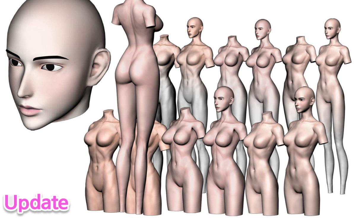 Thorso + head + auto action [Thorso set for 3 women]