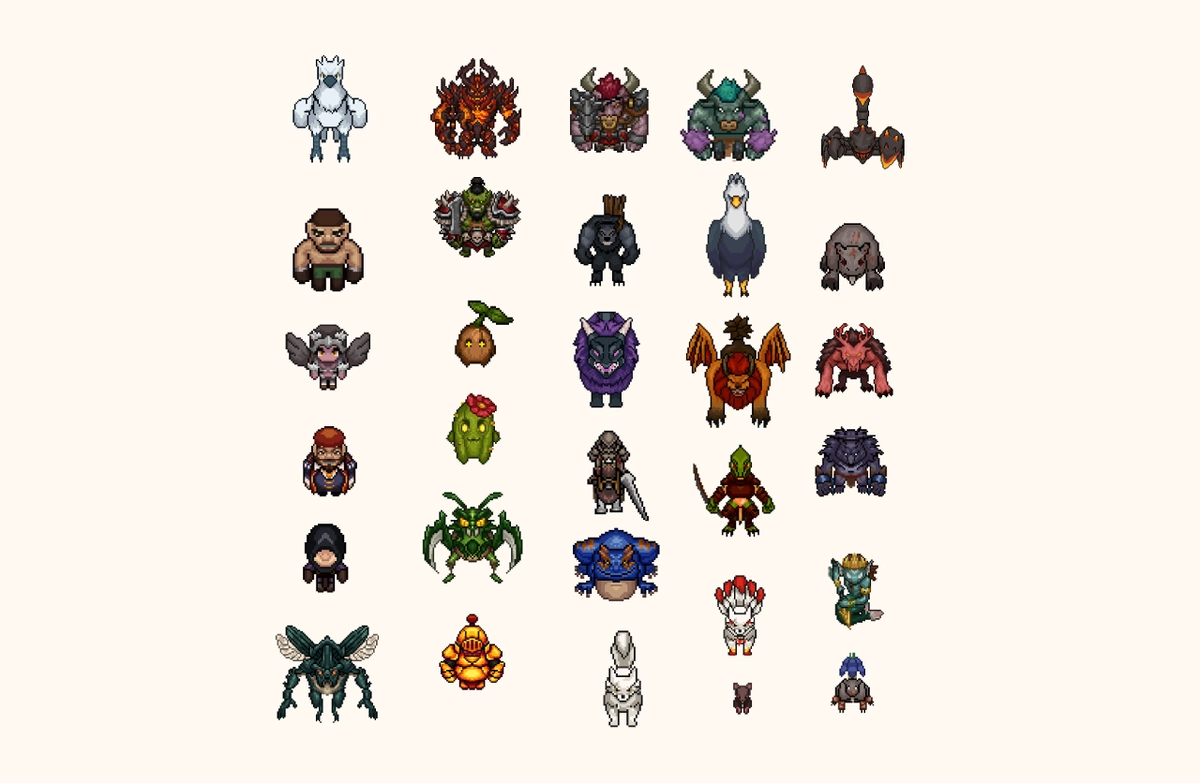 Pixel Art Monster Walking Motion 30 kinds