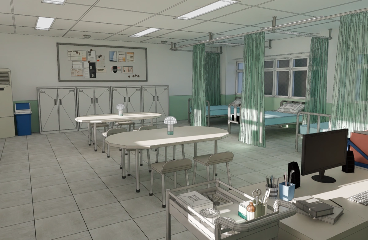 School/academic background - Health room, nursing room (middle school ...