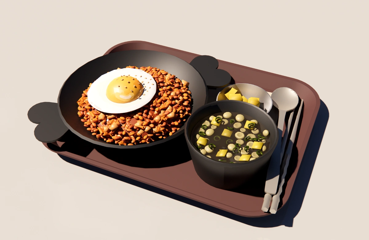 PC Room Food - Kimchi Fried Rice (3D Illustrated Style)