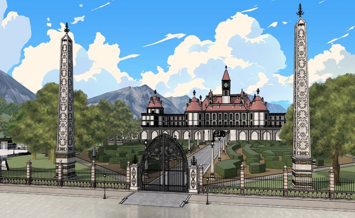 Castle on the outskirts of town overlooking the lake
