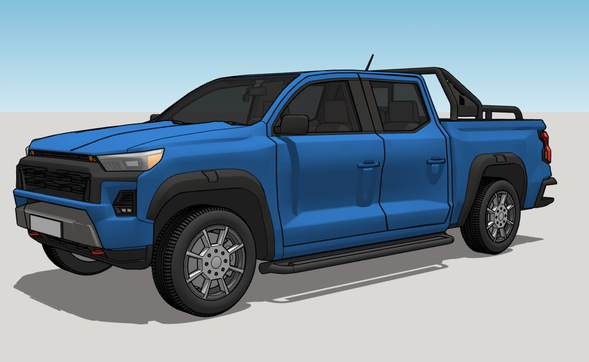 a pickup truck / car / truck / inside and outside