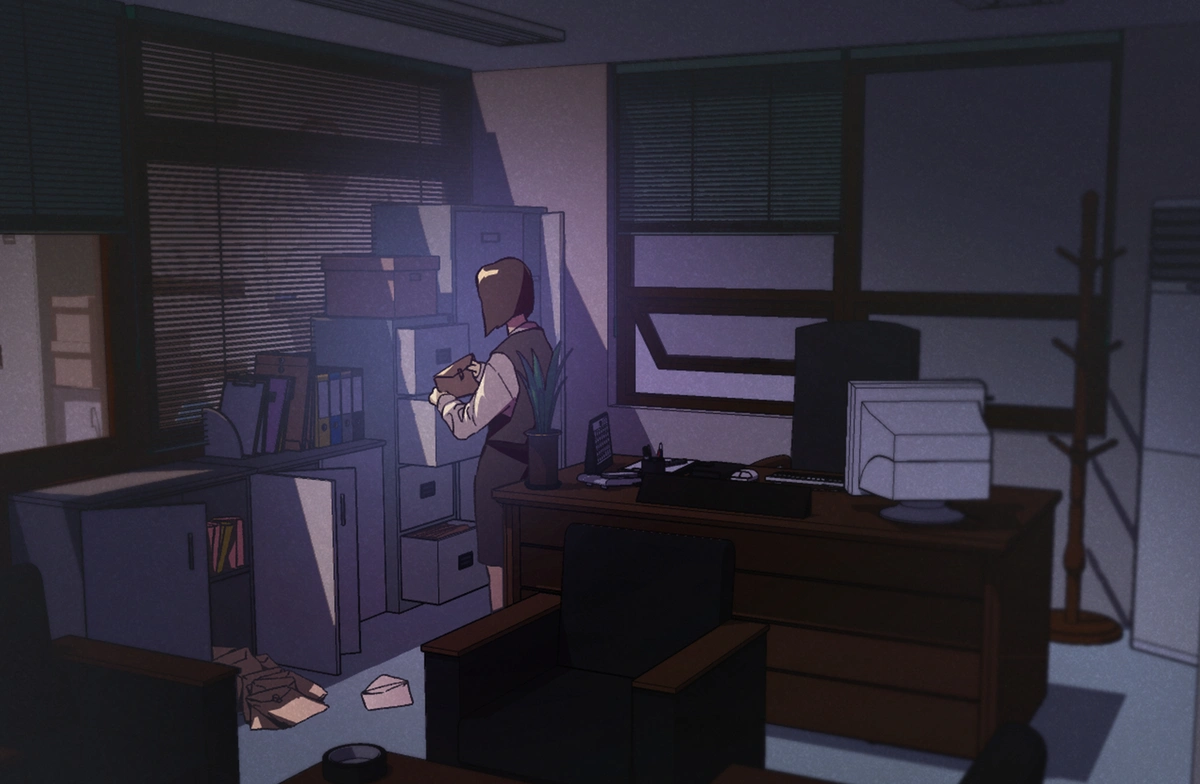 90s office set (president's room, conference room, pantry, stairs, etc.)