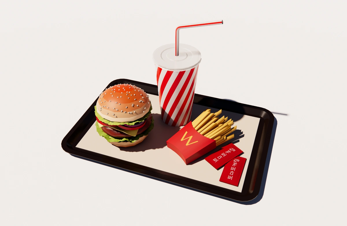 Making a burger set (3D Illustrated Style)