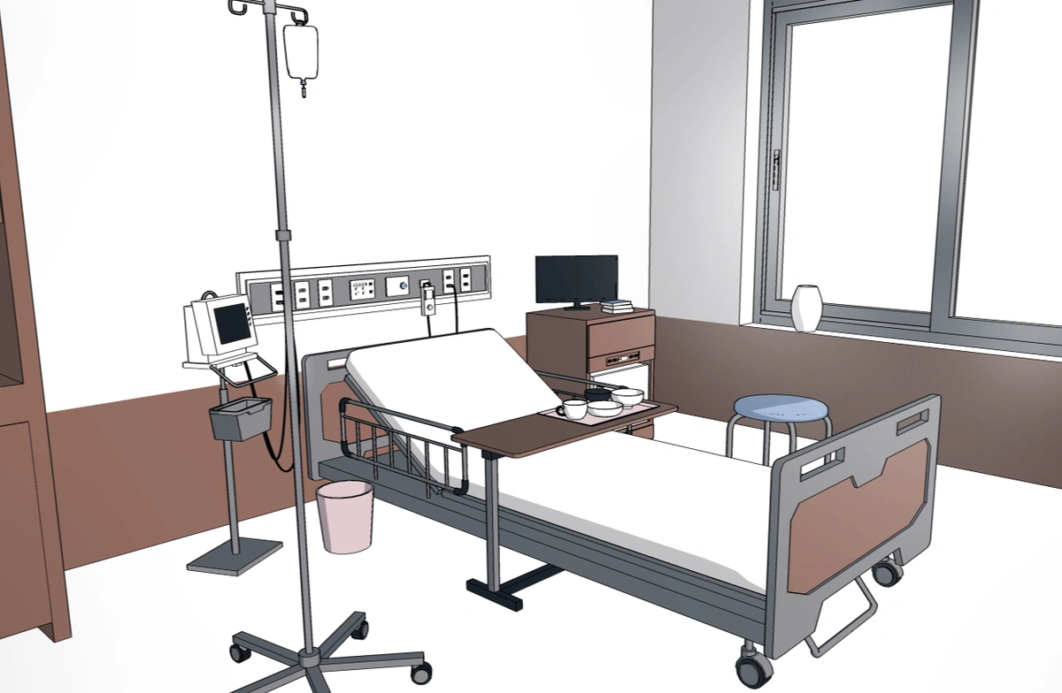 Hospital Room with a Corridor