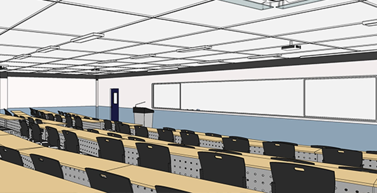 Middle lecture room in a university lecture hall