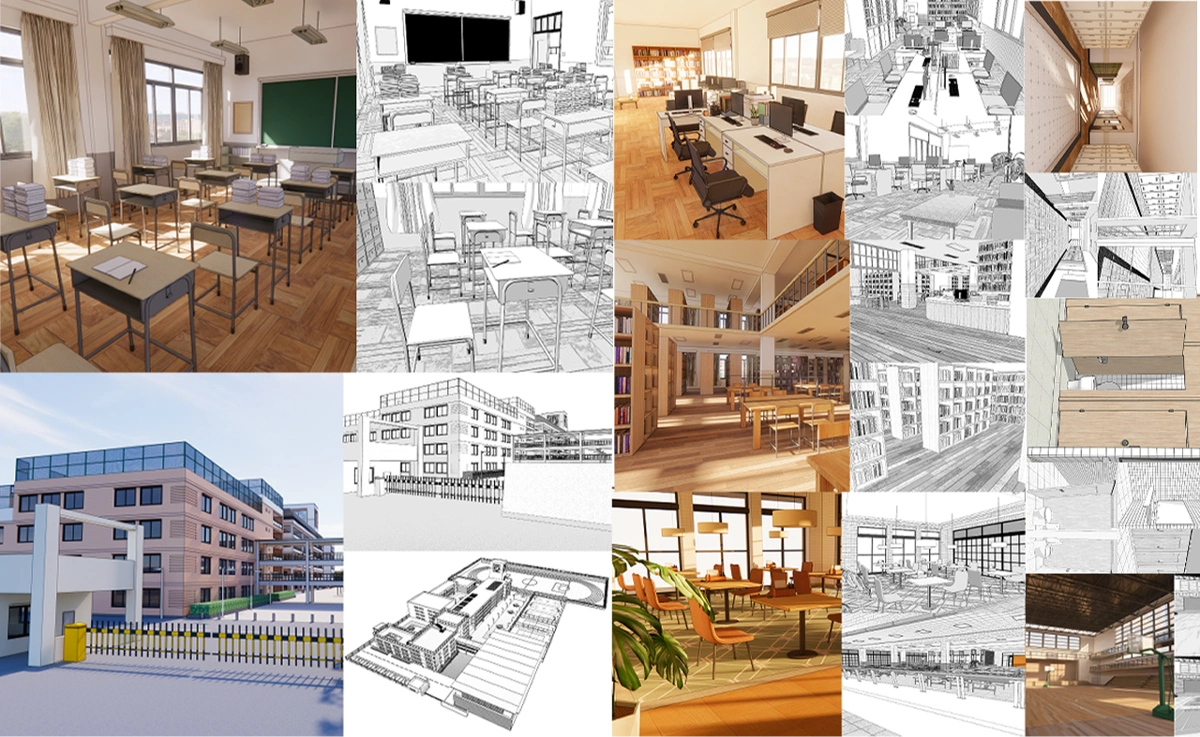 CSP 3Dキャンパスシーン集(8in1)