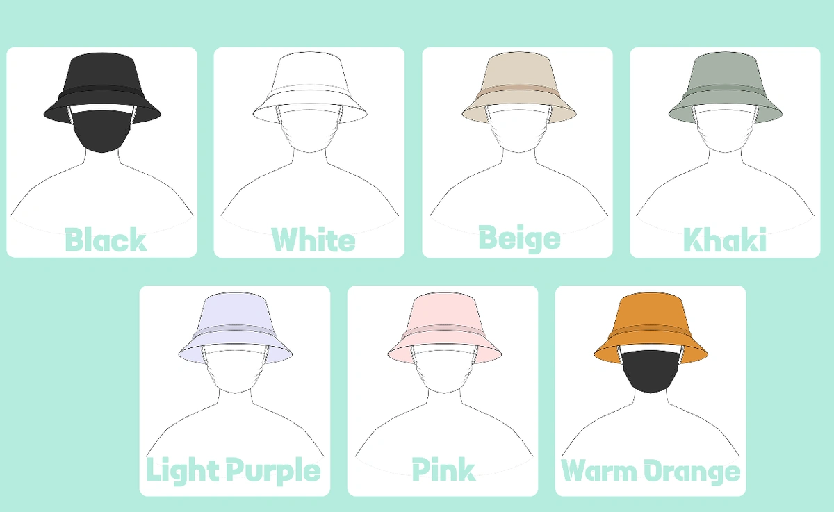 Bucket hat color 7 types (mask)