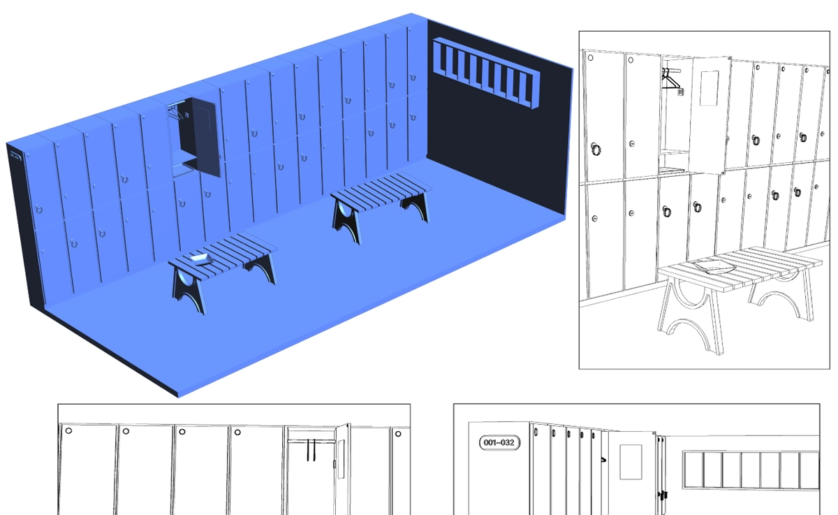 Sauna cabinets, lockers