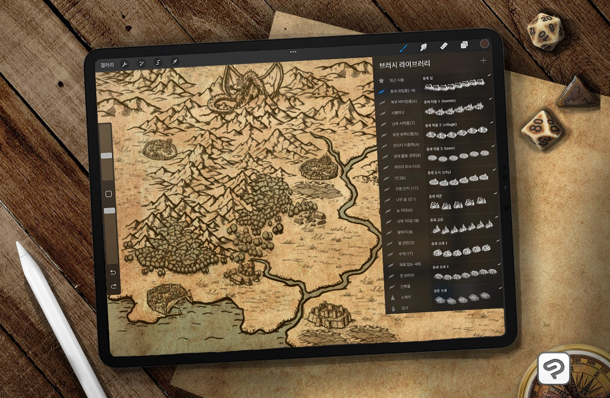 Antique Fantasy Map Brush (32 types) - Clip Studio Set