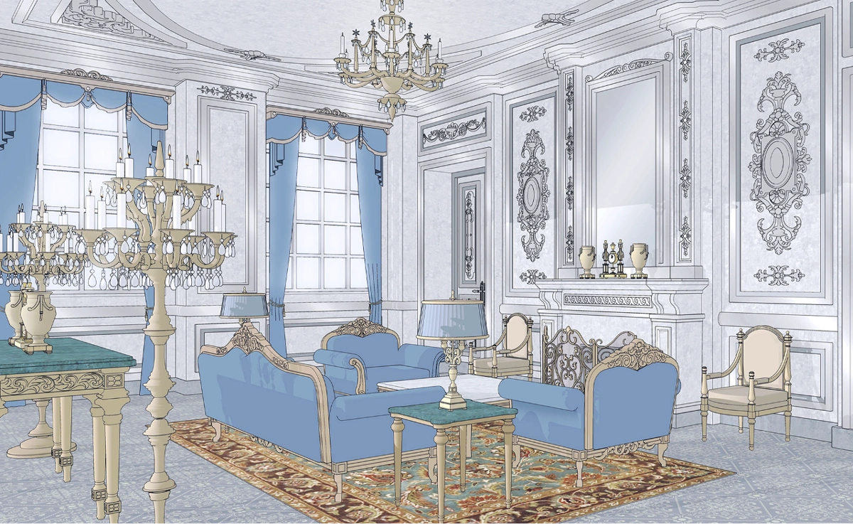 Lomance fantasy Silver Mansion - Drawing Room