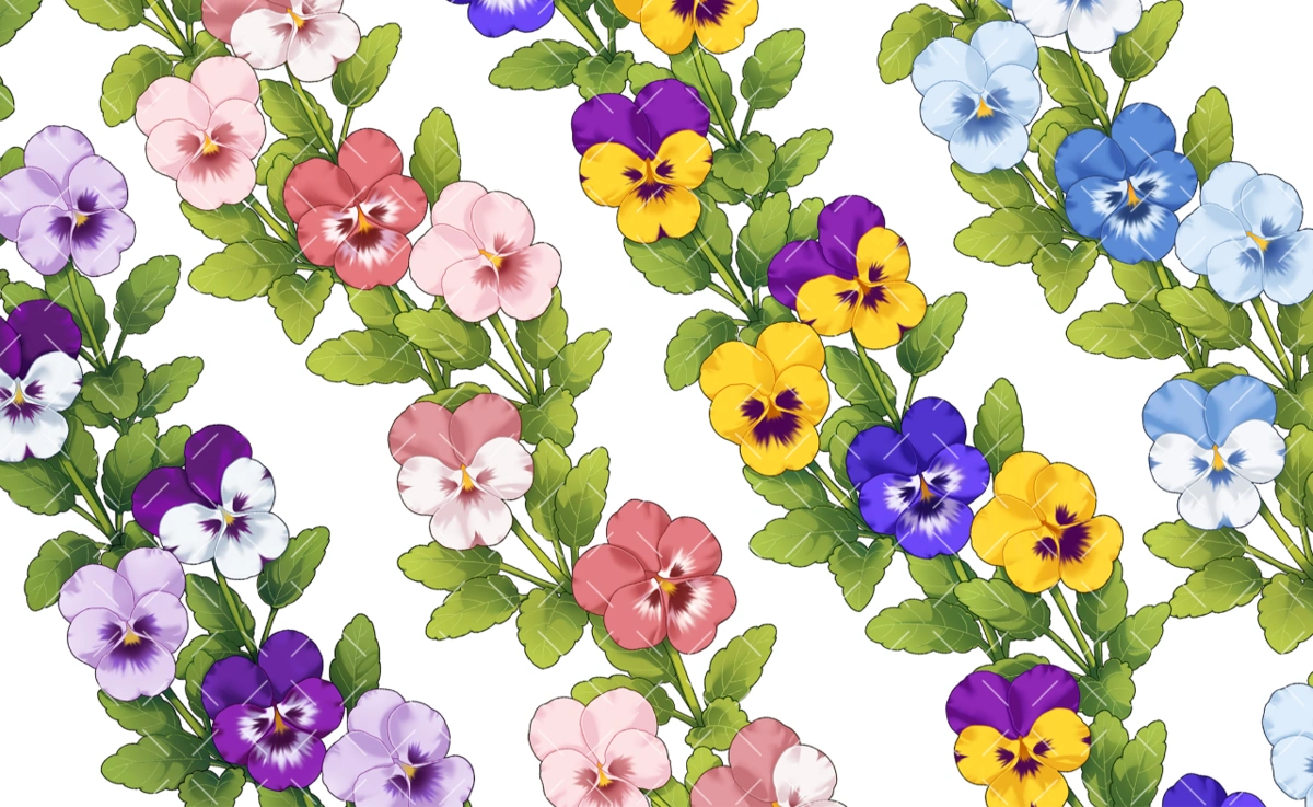 Pansy flower brush set