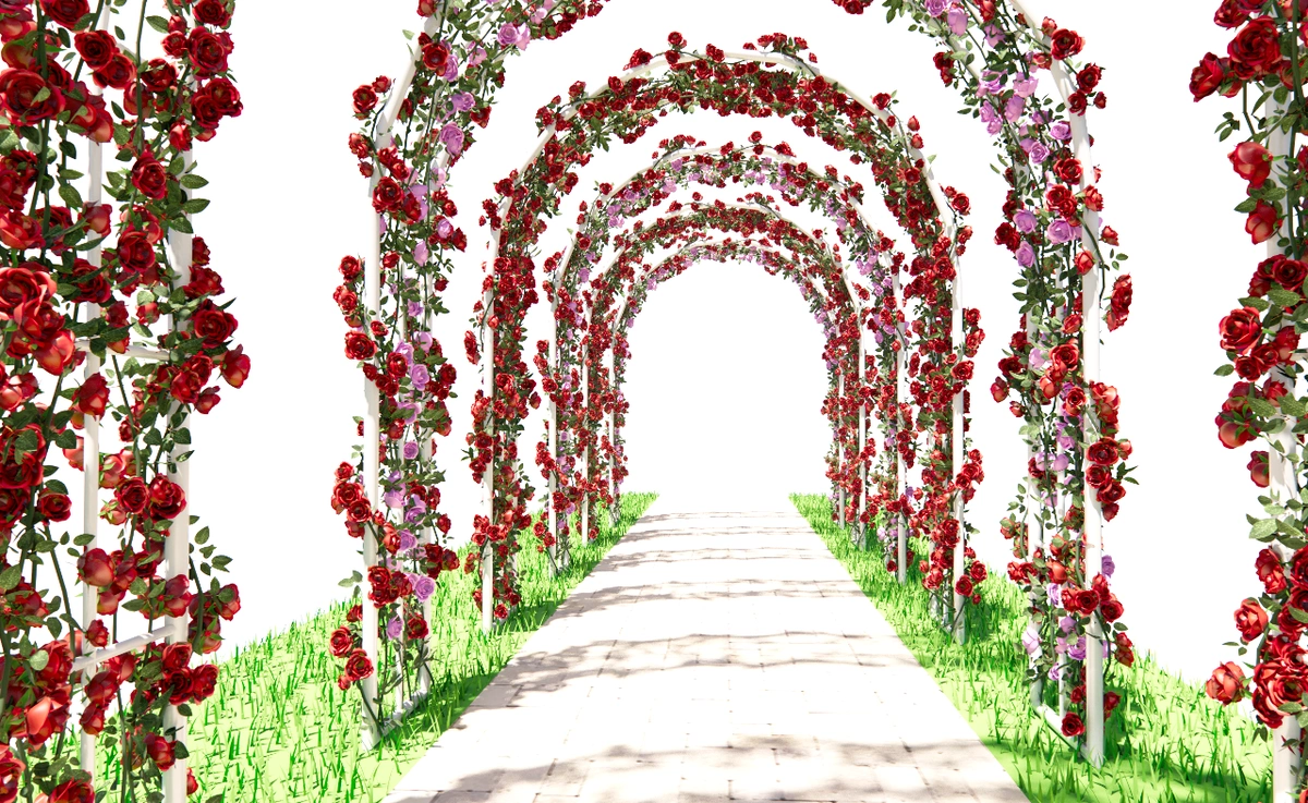 Beautiful Rose Tunnel (3D Illustrated Style)