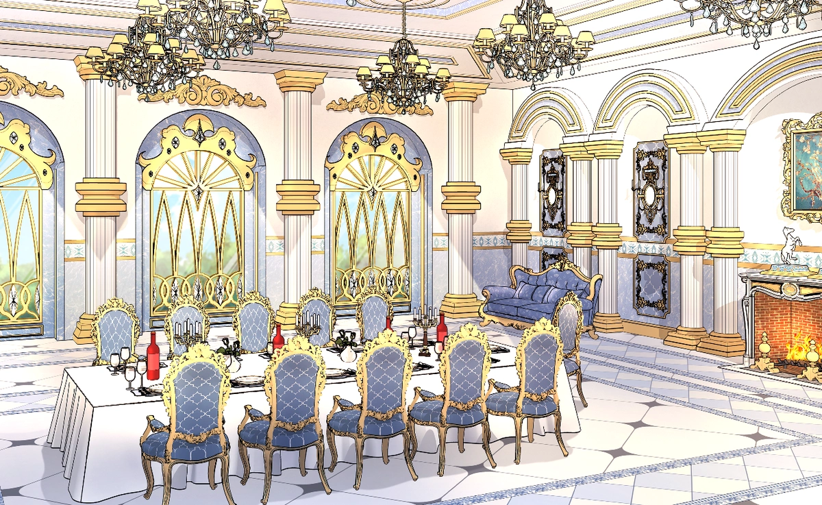 Romance Fantasy Dinning Room and hallway Blue ver.