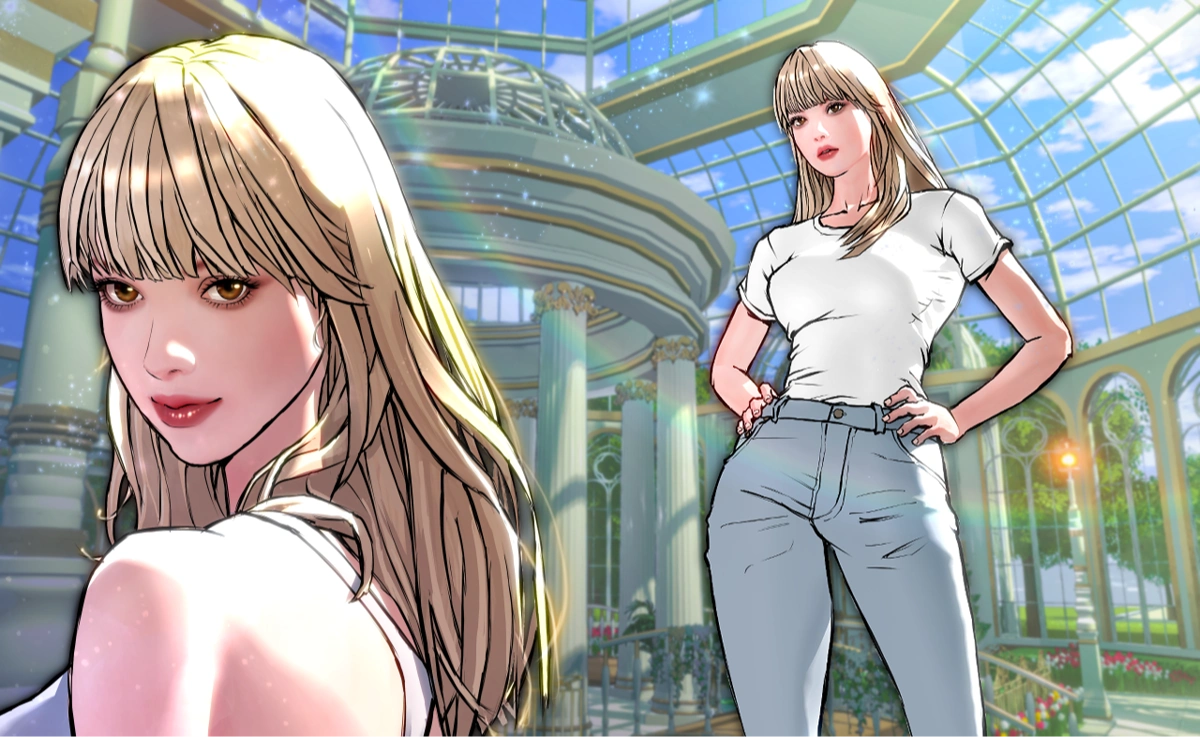 [Final webtoon artwork] Female model type 6-T-shirt + jeans