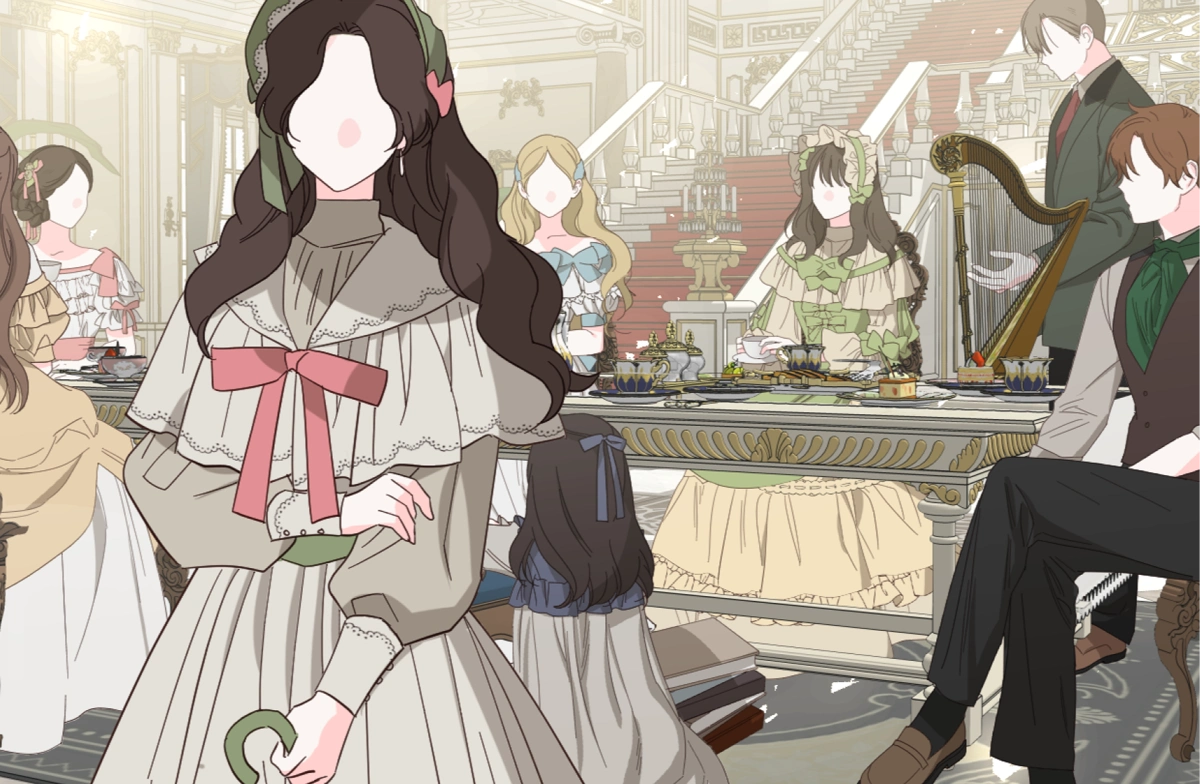 Tea party in the mansion and winter costume extras