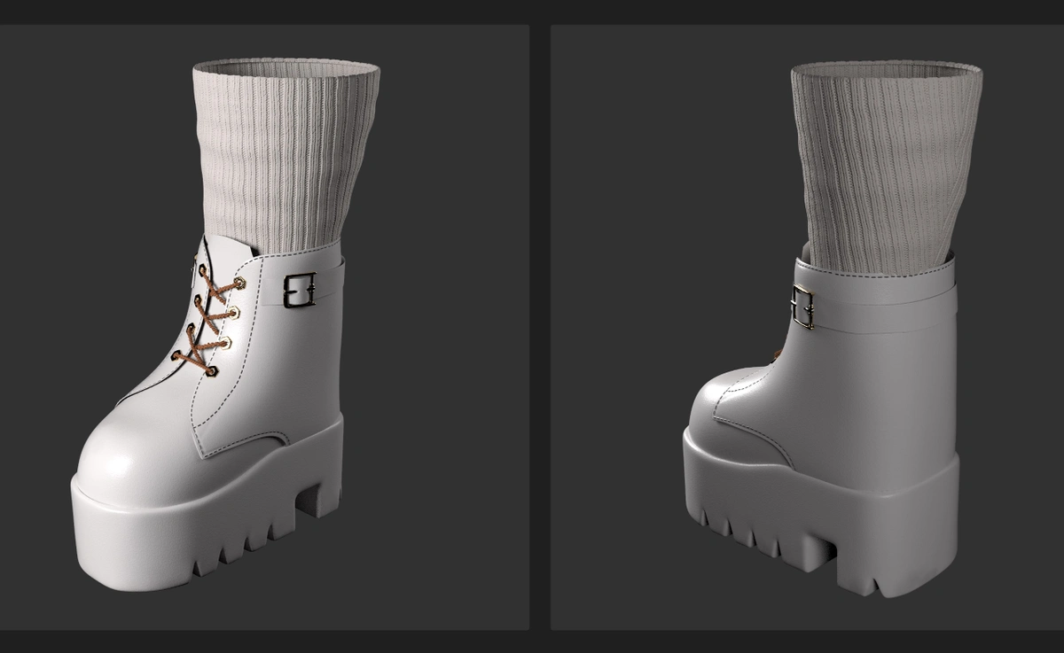 Casual white hoof walker socks and shoes (with Maya file)
