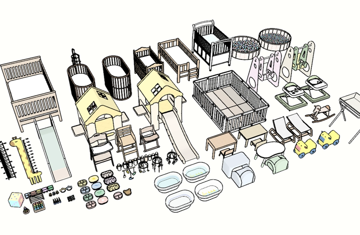 a collection of childcare supplies