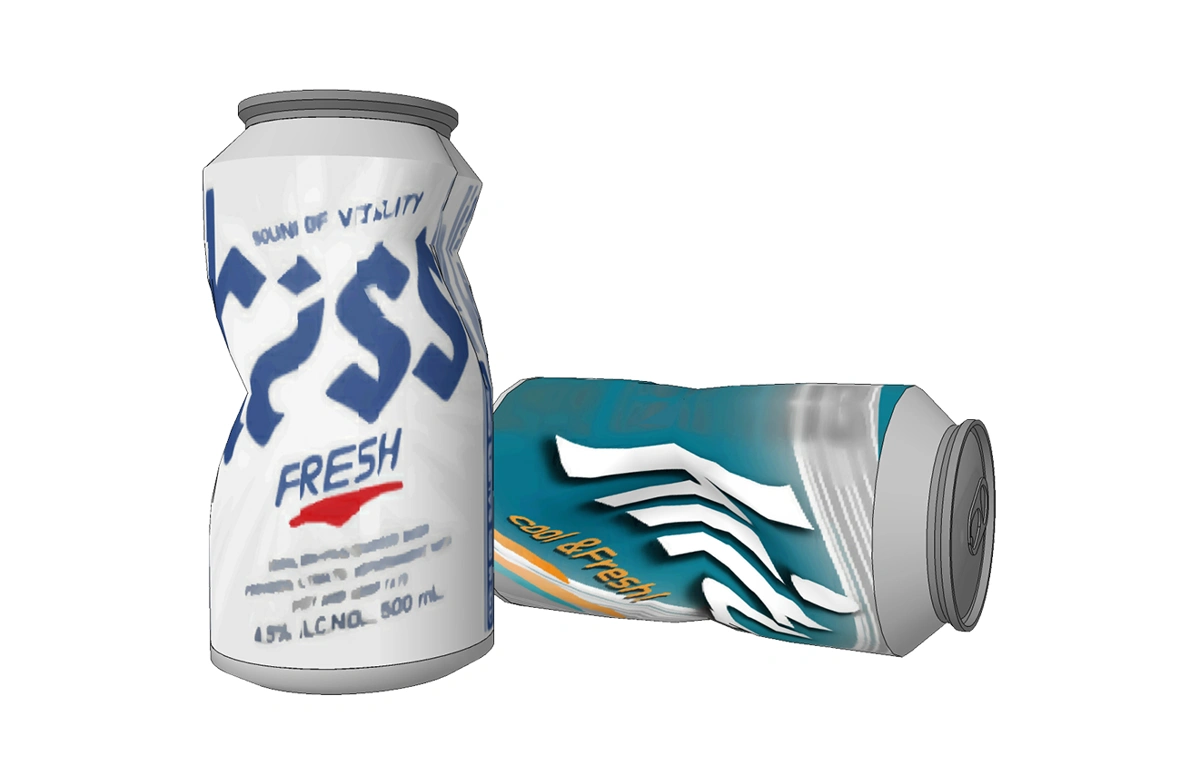 a crushed can of beer