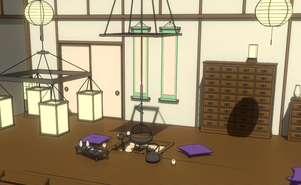 Japanese style room behind the brazier