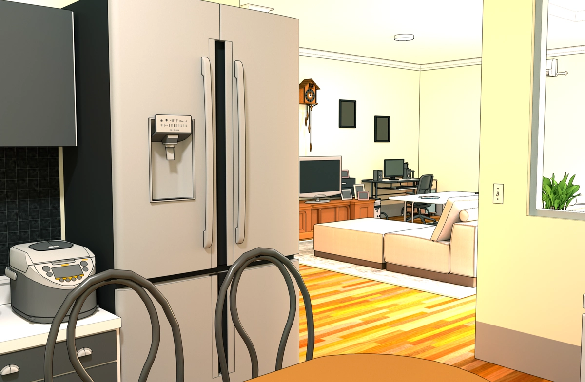 Small Two-Bedroom Apartment Living Room and Kitchen