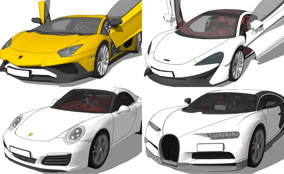 [Car set] Let's run. 4 sports cars set