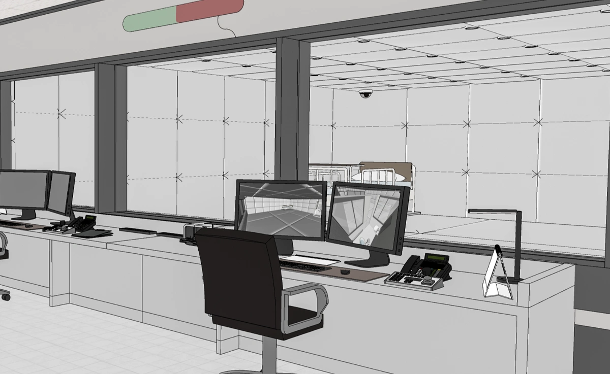 [Quarantine room] Investigation space, Lab, ... A mental hospital?