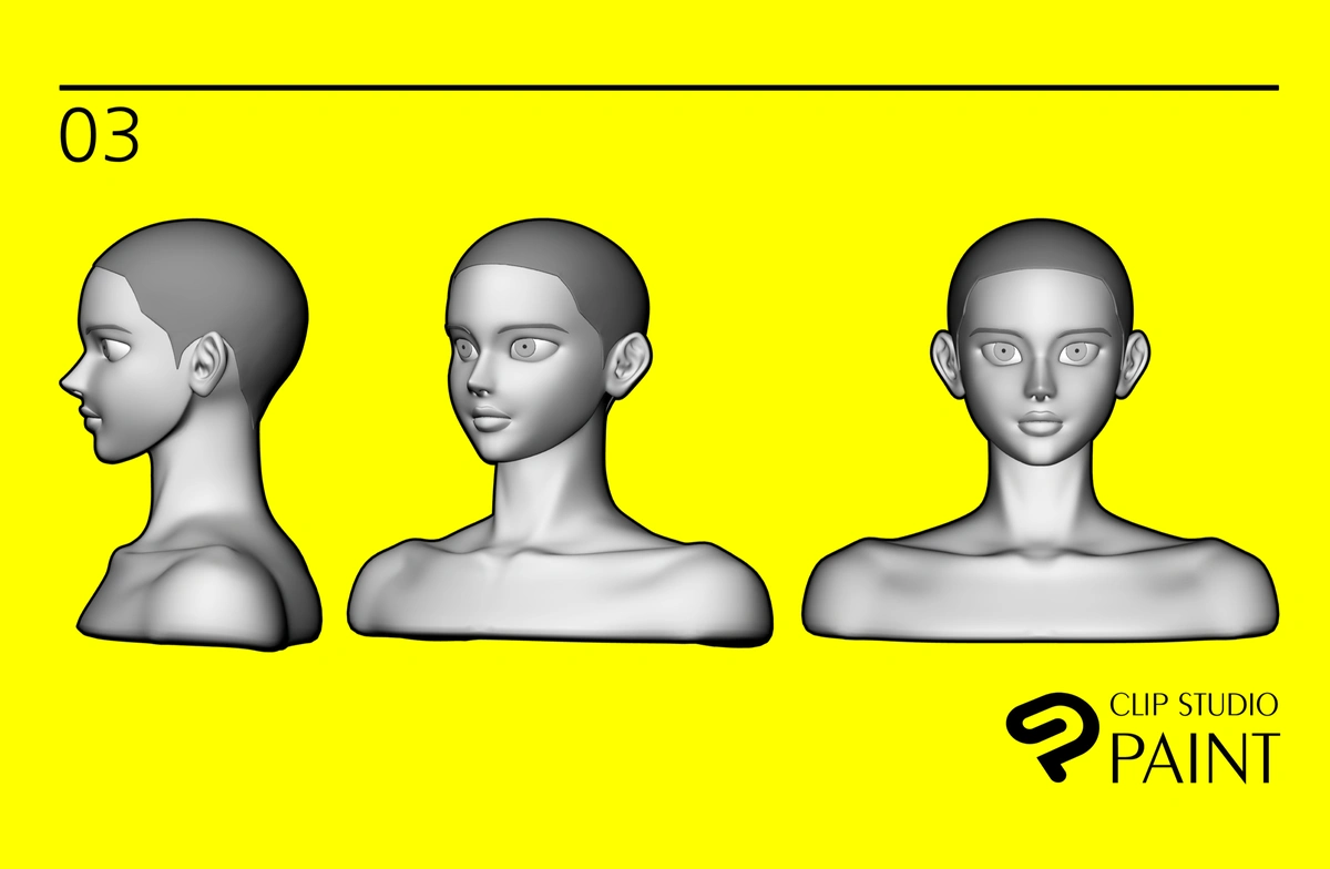 Poseable Head 3D Model (Rigged) - [V3]