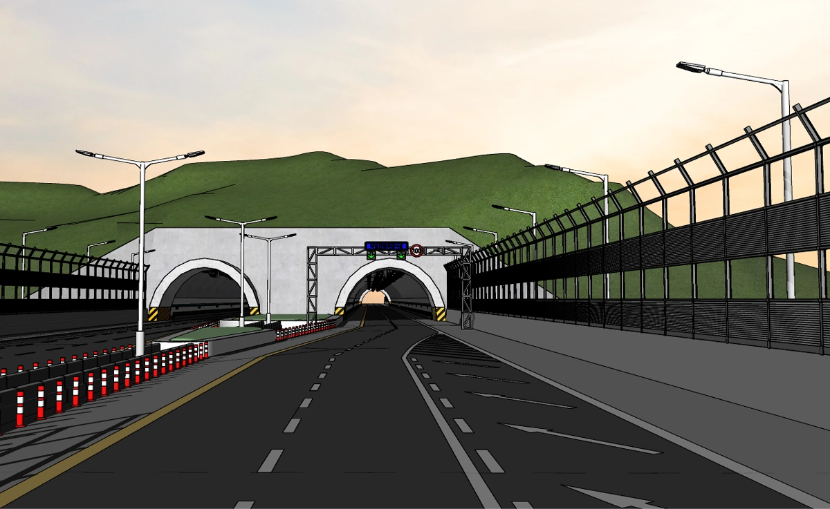 Two-lane tunnel, a three-lane highway