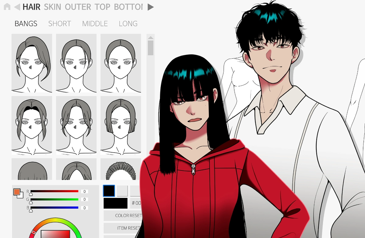 Men's and women's webtoon/anime costume customization program!