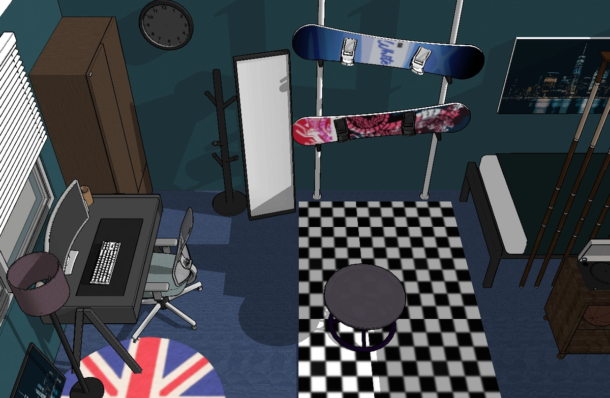 One Room Series 01 - Room with Snowboard
