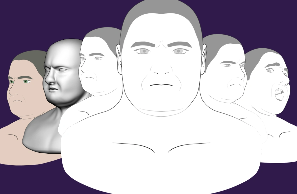 [E_Fat Man] 3D head that moves 30 parts