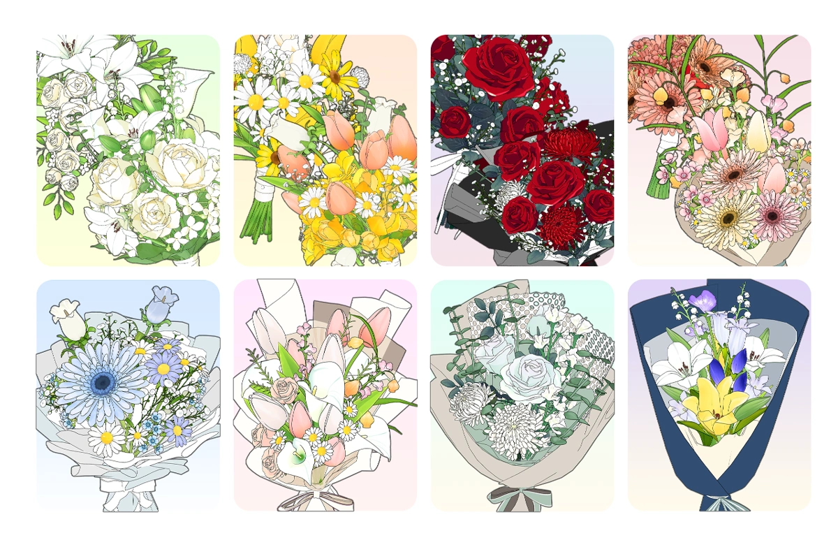 All angles are perfect master! Webtoon, flower material for illustration