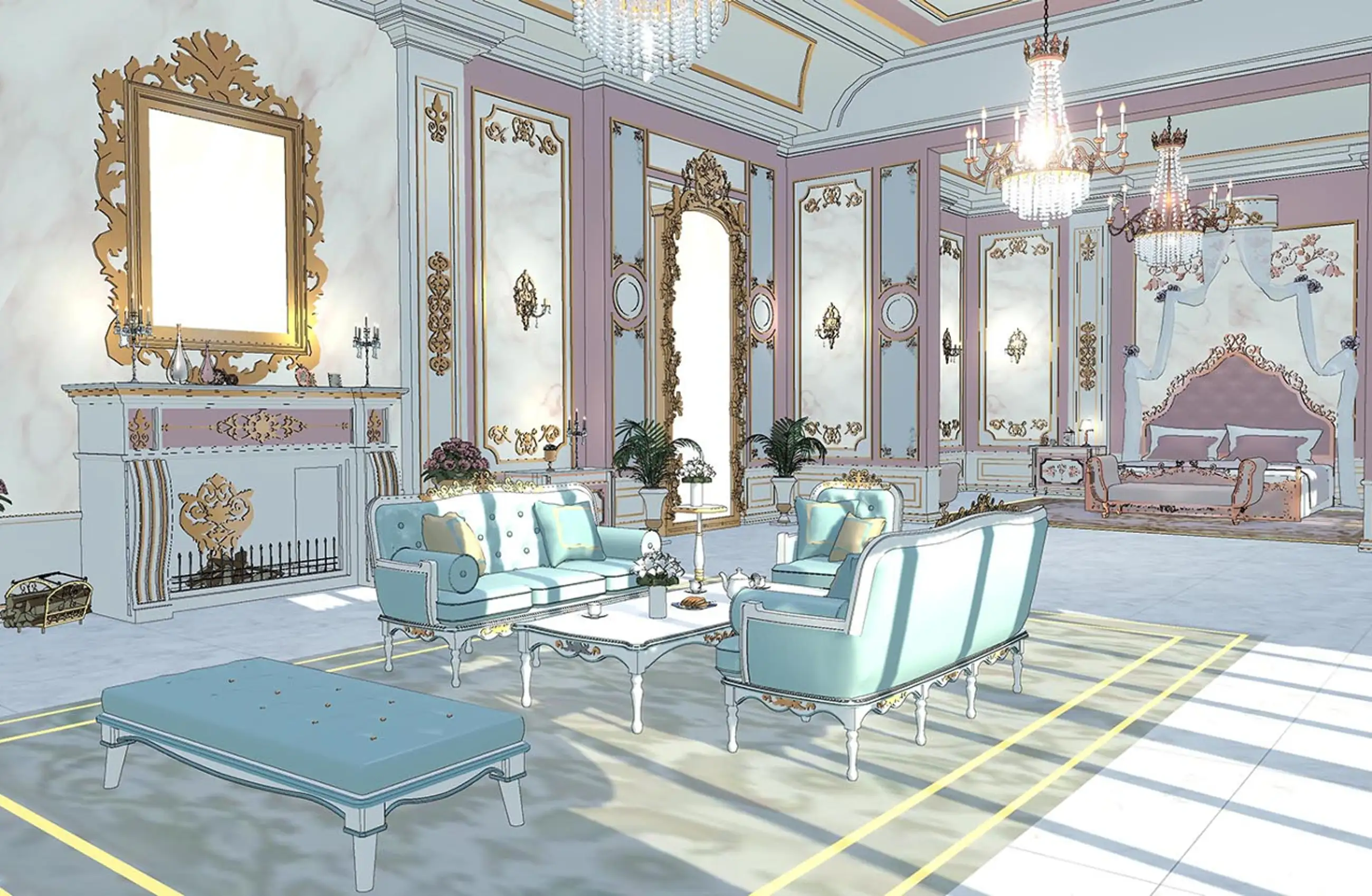 Fantasy Background - Castle Lobby