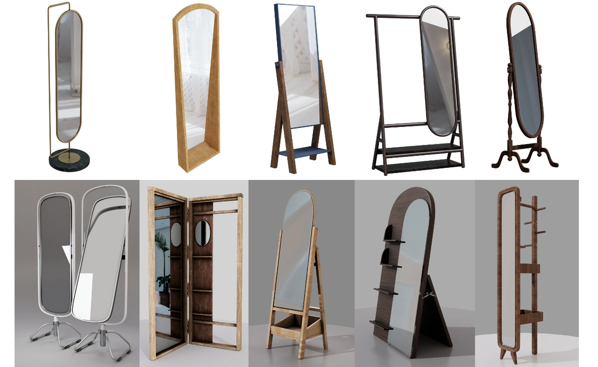 Set of 10 full-body mirrors