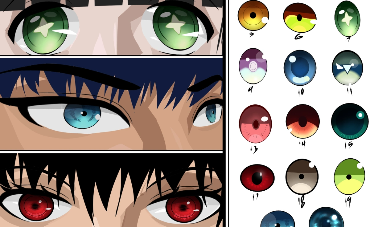 Anime-style 3d primitive eyes