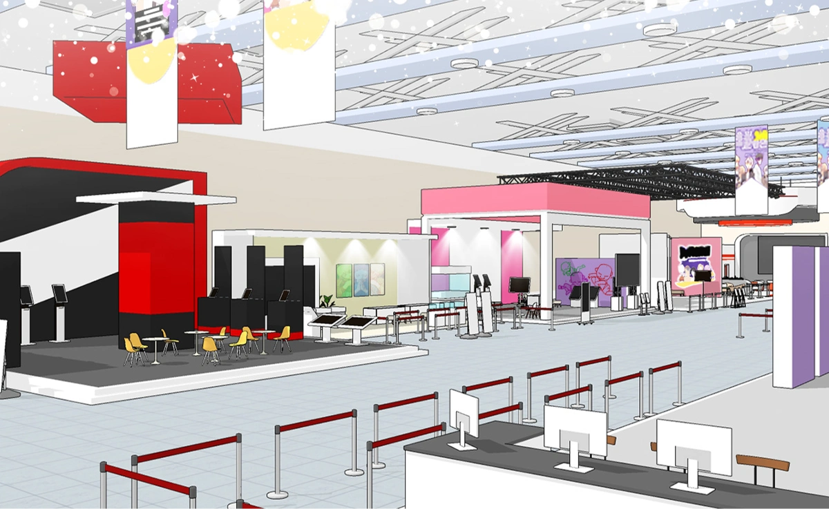 Large booth exhibition & fair background [Full detachable]