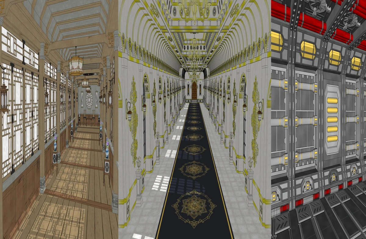 Corridor background package (Martial arts, fantasy, SF)
