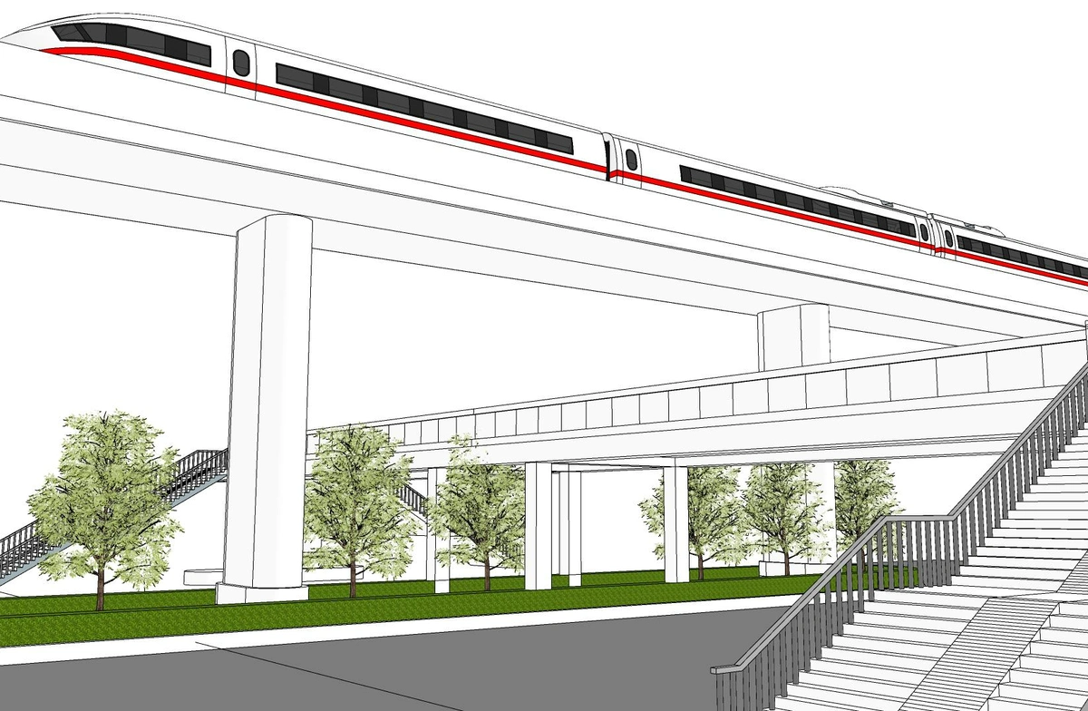 High-speed rail, Overpass, Train