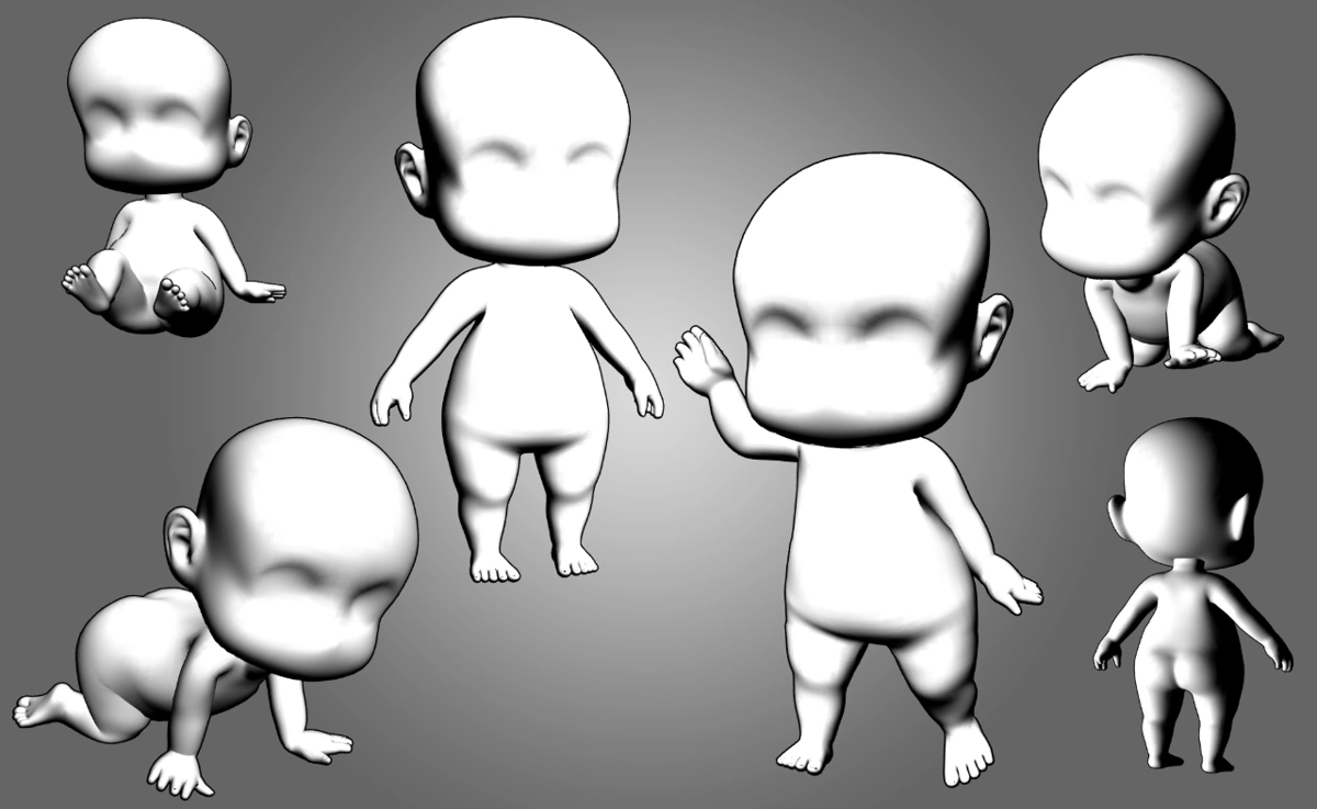 스타일라이즈 SD캐릭터 또는 Baby 전신 모델링