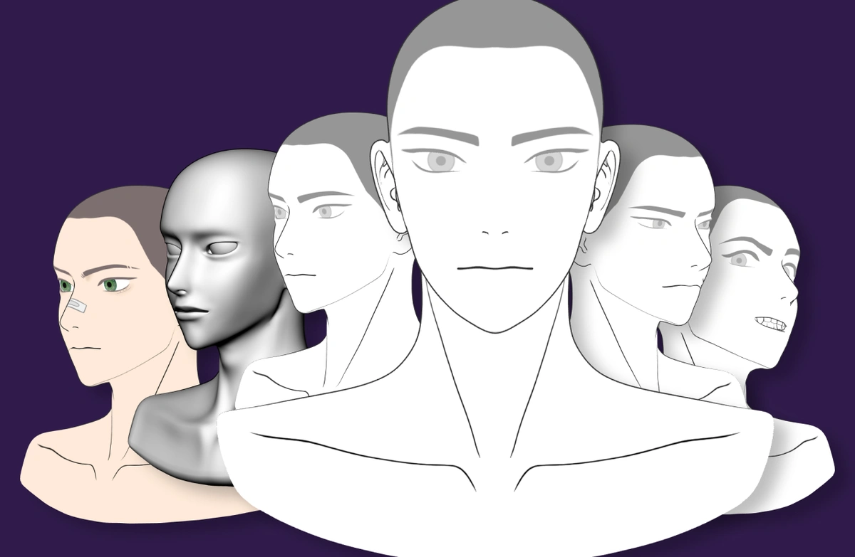 [B_Sharp impression] 3D head that moves 30 parts