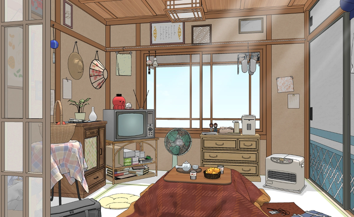 Japanese studio apartment (retro) inside and outside