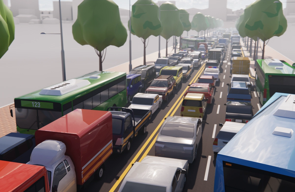 Cars on the road (300 vehicles of 18 types)