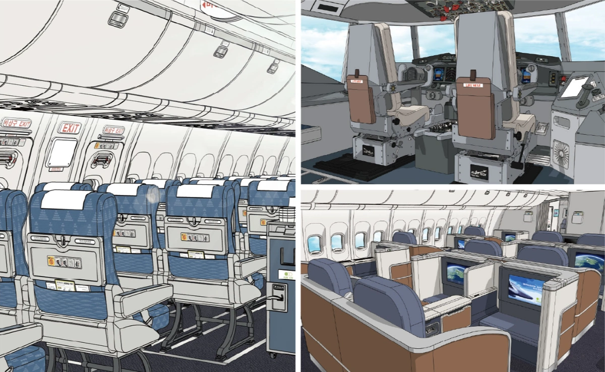[Airplane Interior Backgrounds 3 Types SET]
