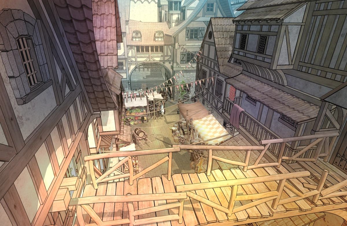 Medieval Castle Town & Alley Landscape