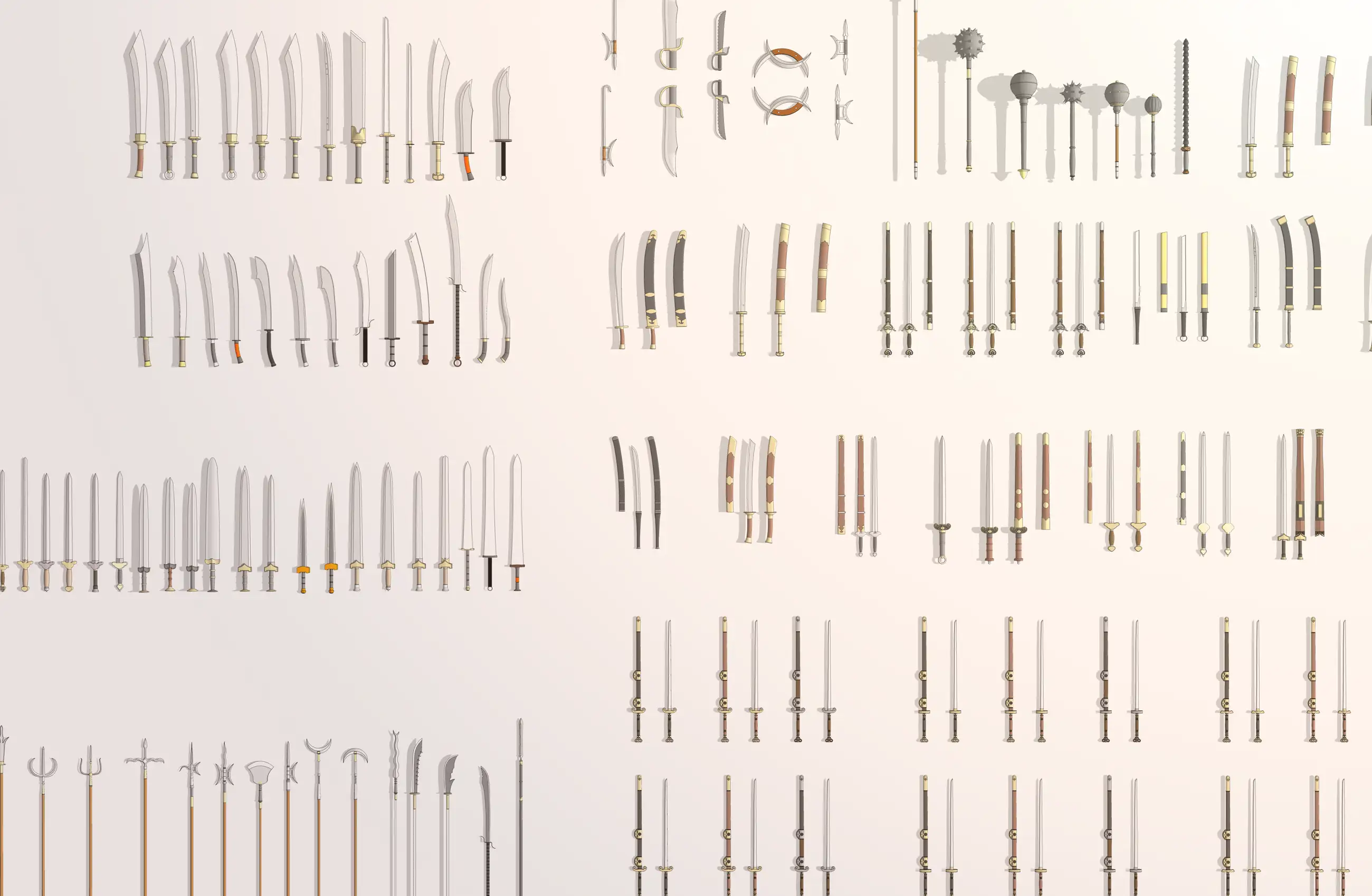 Simple Martial arts Props Set F(with a sheaths)