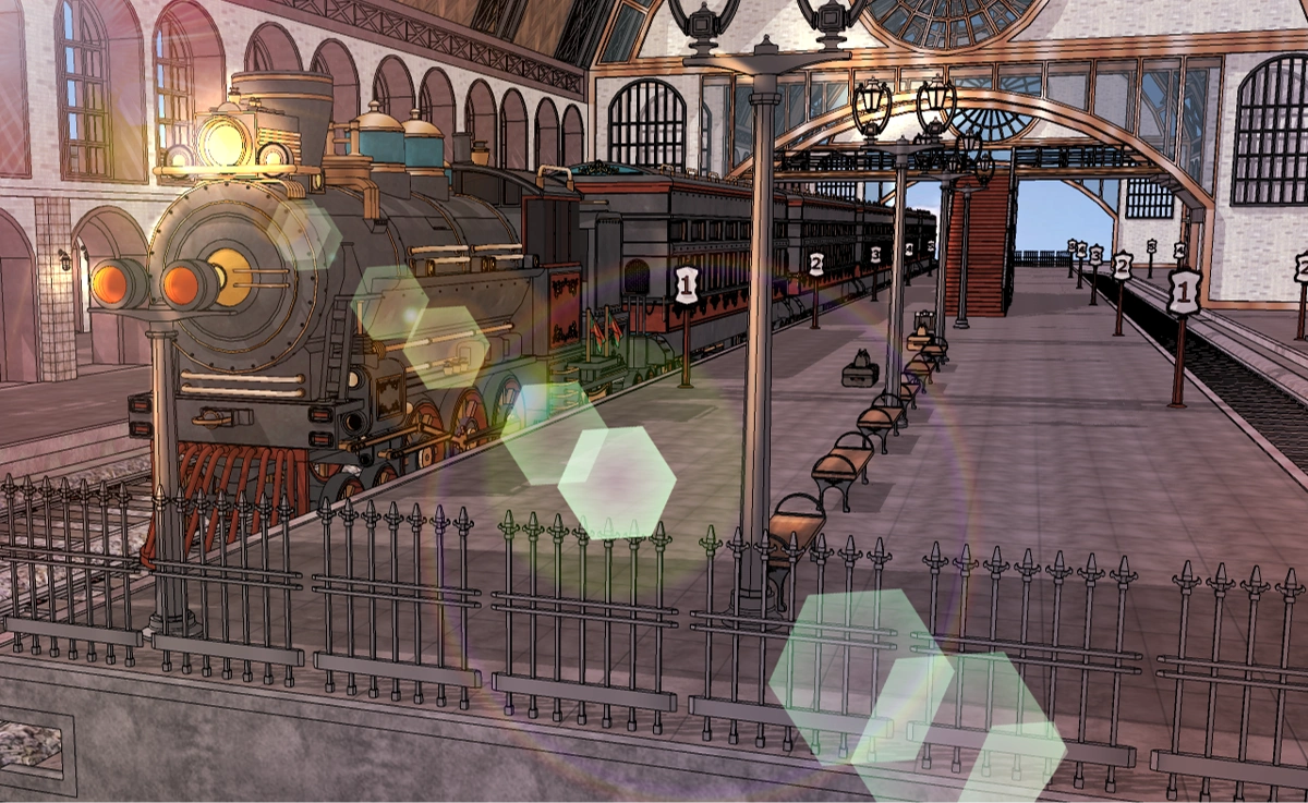 Indoor and outdoor set for a train trip