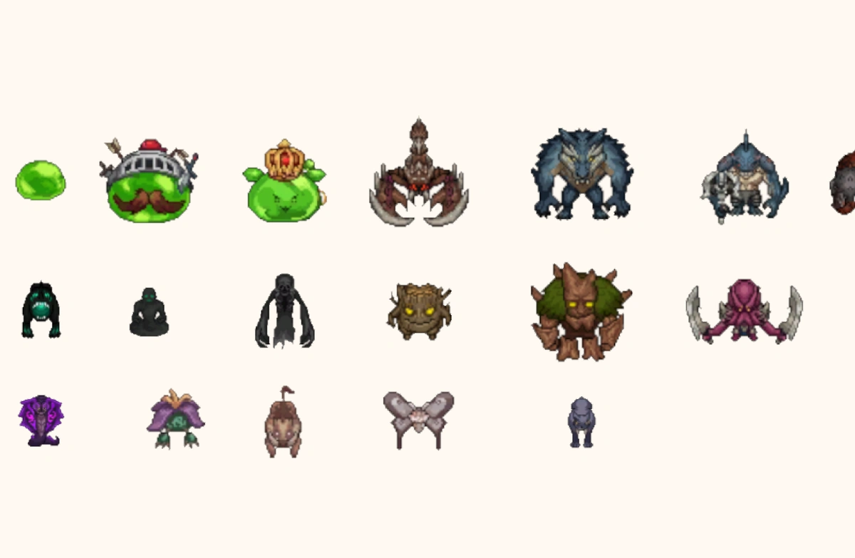 Pixel Art Monster Walking Motion 22 kinds
