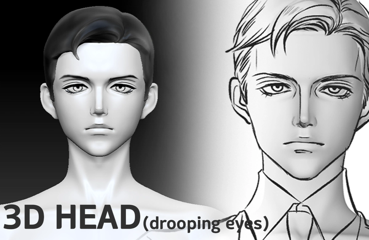 Clip Studio 3D Drooping eyes Men's Head